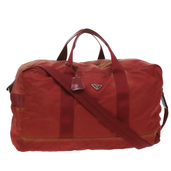 Prada | Bags | Prada Boston Bag Nylon 2way Red Auth Yk66 | Poshmark